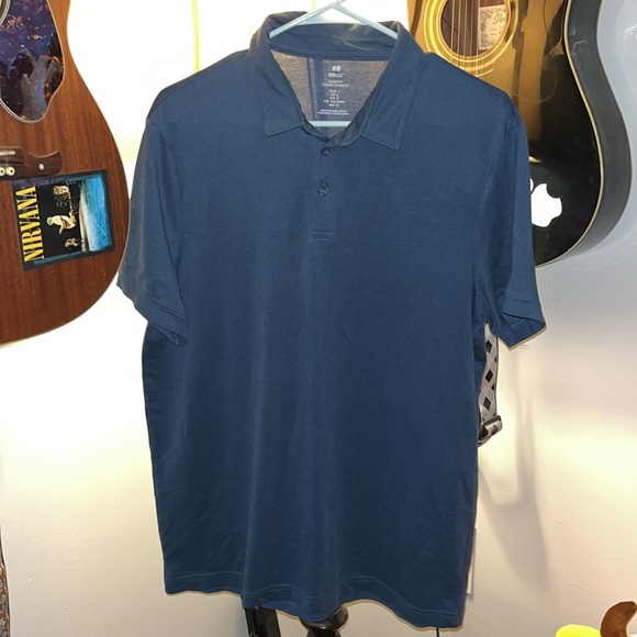 H&M | Shirts | Mens Blue Hm Slim Fit Polo | Poshmark